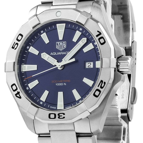 Tag Heuer Aquaracer Blue Brushed Dial 41mm Quartz Men's Watch WBD1112 ...
