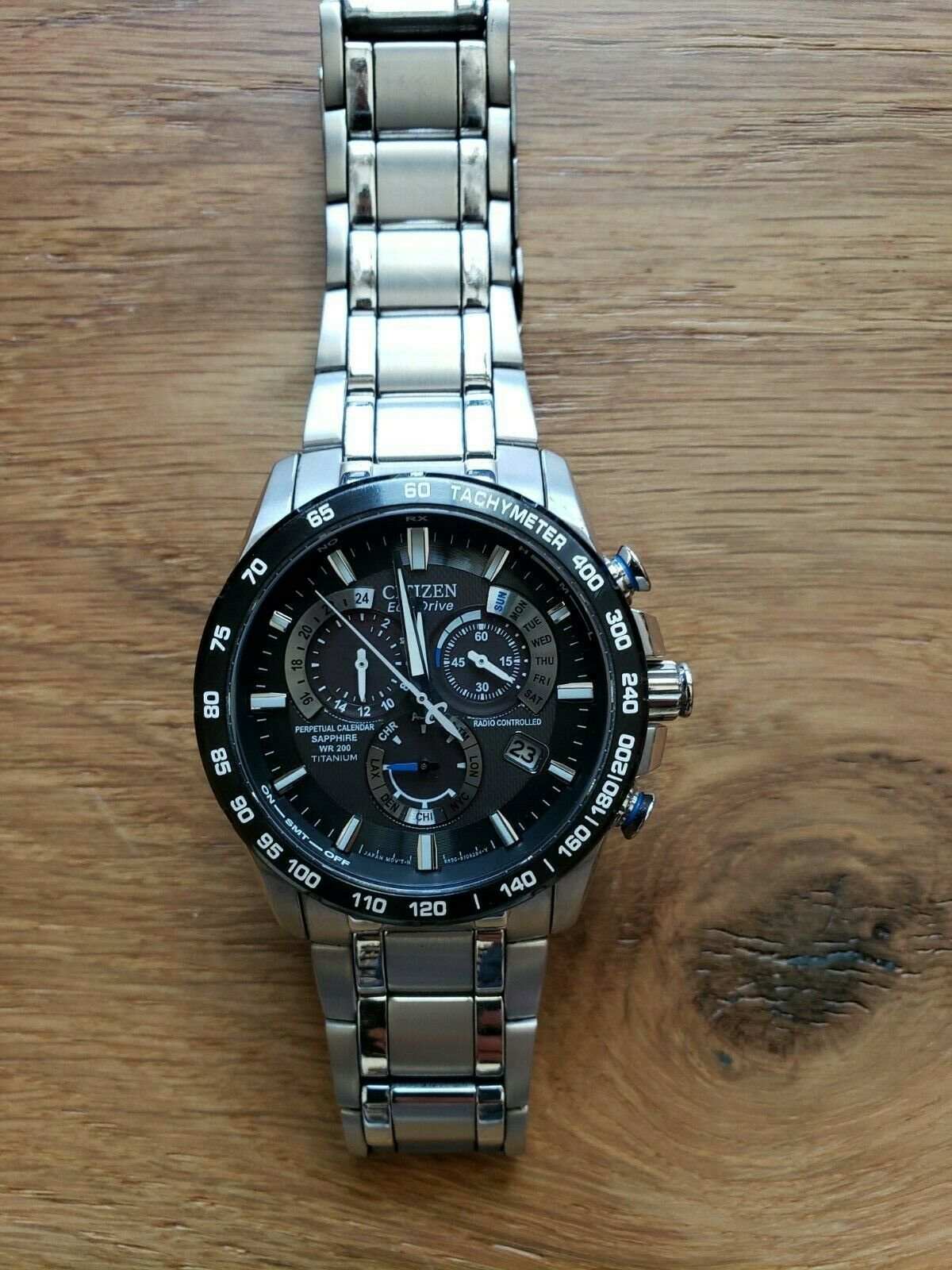 Citizen Eco-Drive Mens Watch Perpetual Chrono Atomic E650 Titanium ...