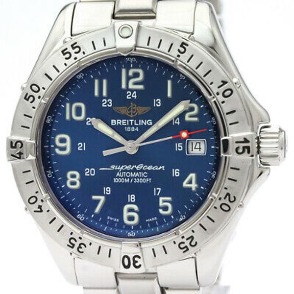 Polished BREITLING Super Ocean Steel Automatic Mens Watch A17340 ...