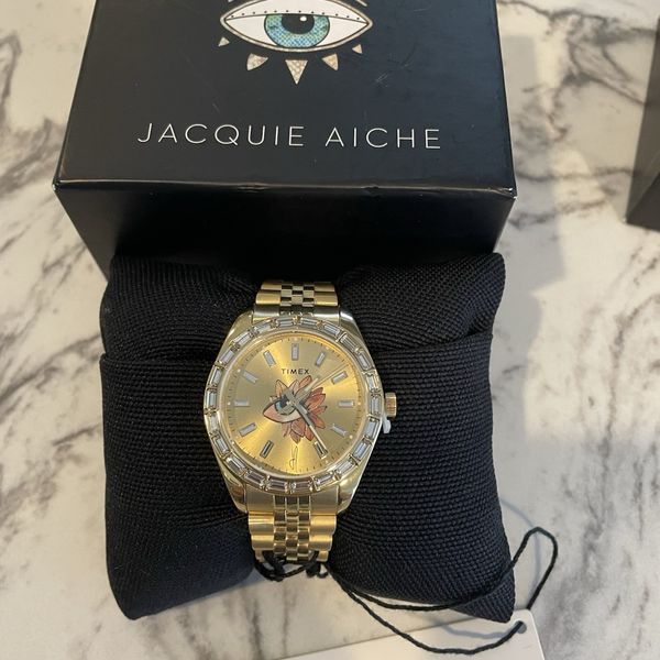 Timex Legacy x Jacquie Aiche Gold Sunray Dial with Flower Tribe Eye ...