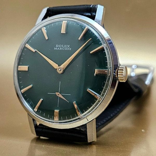 VINTAGE & FINE ROLEX MARCONI MANUAL HAND WINDING GREEN OLIVE DIAL1950 ...