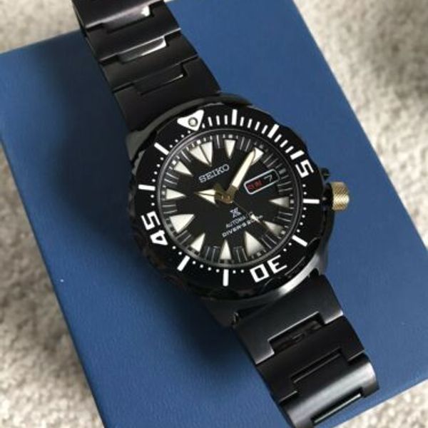NIB Unworn Seiko Monster Automatic Black Steel Bracelet Diver Watch ...