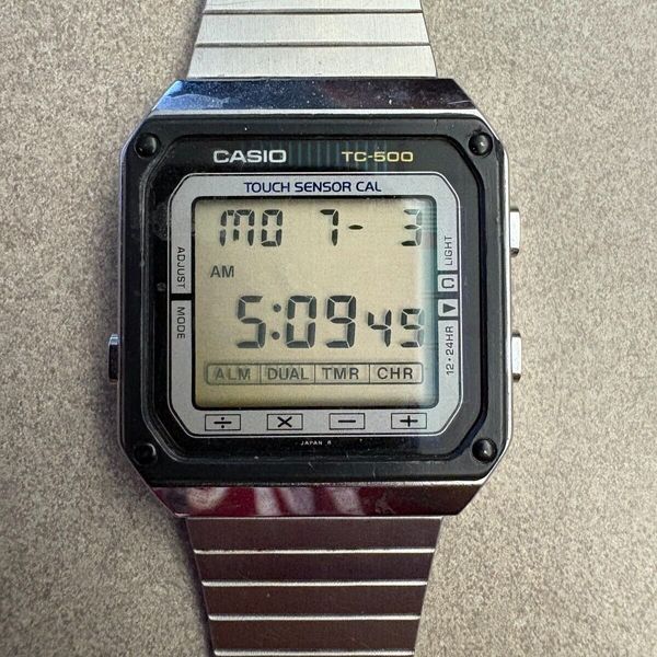 Men's CASIOÂ TC-500 TOUCH SENSOR CAL CALCULATOR VINTAGE DIGITAL WATCH ...