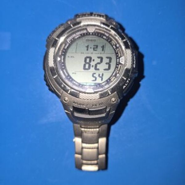 Casio Titanium Solar PAW-1100T Pathfinder Wave Ceptor 51mm Altimeter ...