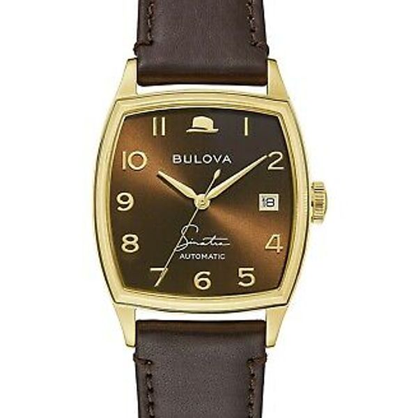 Bulova Automatic Young at Heart Frank Sinatra Leather Strap Men's Watch ...
