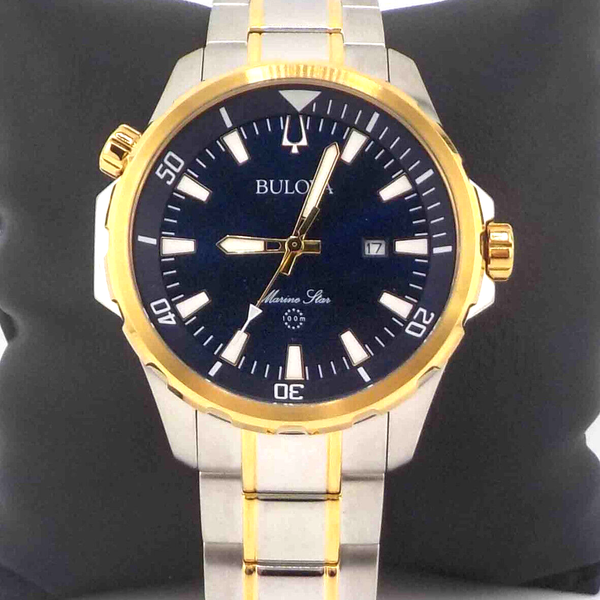 BULOVA MARINE STAR QUARTZ BLUE DIAL MEN'S 43MM WATCH 98B384 $495.00 ...