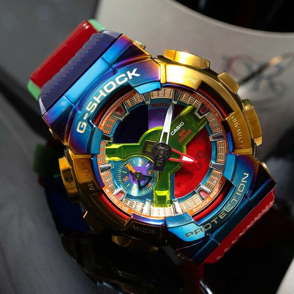 NEW Rainbow G-SHOCK Color GM-110RB-2APR Watch Digital Dial Gold Watch ...