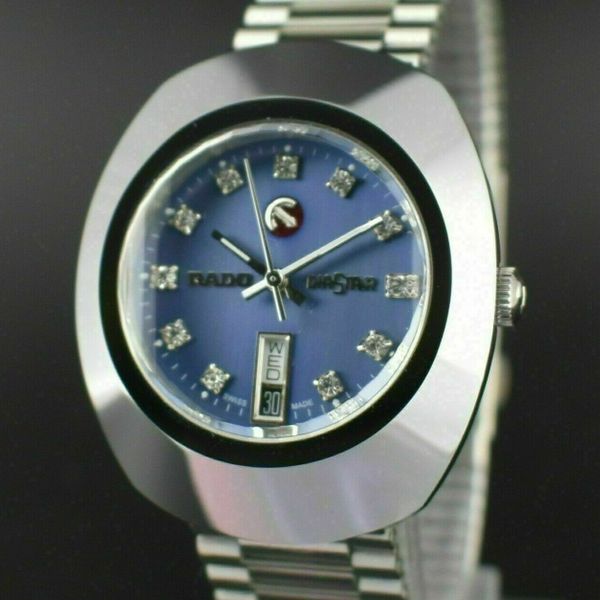Vintage Rado Diastar Automatic 36mm Day/Date Blue Dial Men's Wrist Watch | WatchCharts Marketplace