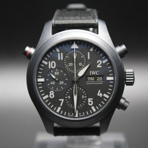 IWC Pilot Top Gun Double Chronograph Ceratanium Mens Watch IW371815 ...