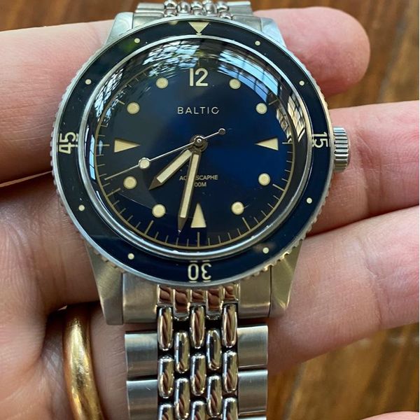 For Sale - Baltic Aquascaphe blue gilt dial | WatchCharts Marketplace