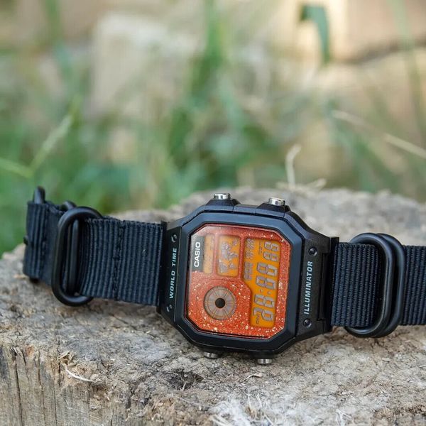 Casio Custom Hydro Mod Royale AE1200 Emberwave Royale 22mm watch Orange ...