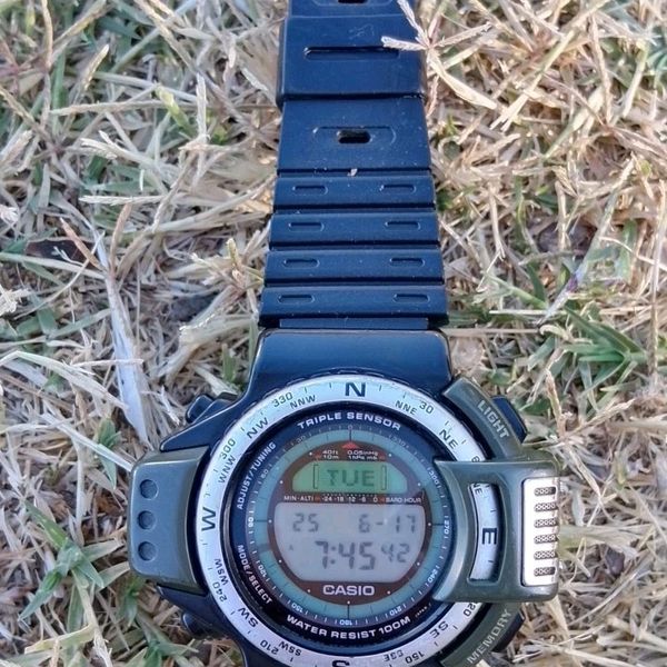 CASIO Digital Watch ATC 1200 Olive Green Black Triple Sensor Watch ...