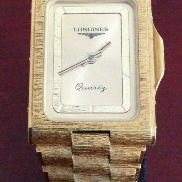 VINTAGE LONGINES QUARTZ GOLD TONE STAINLESS BACK BASE METAL BEZ & BRAC ...