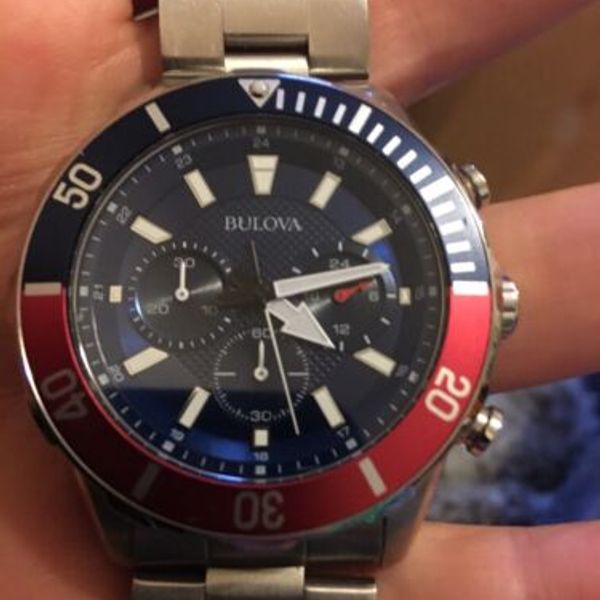Bulova Chronograph Mens Watch Pepsi Dial 98K111 | WatchCharts Marketplace