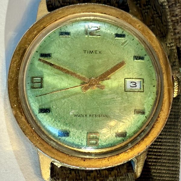 Timex Green Face Running Vintage Mechanical Mens Watch | WatchCharts ...