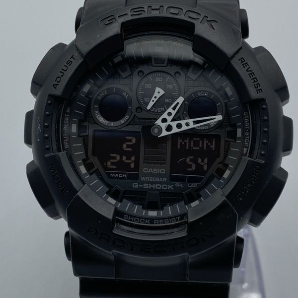 Casio G Shock GA-100 Black With White Hands Blackout Display New ...