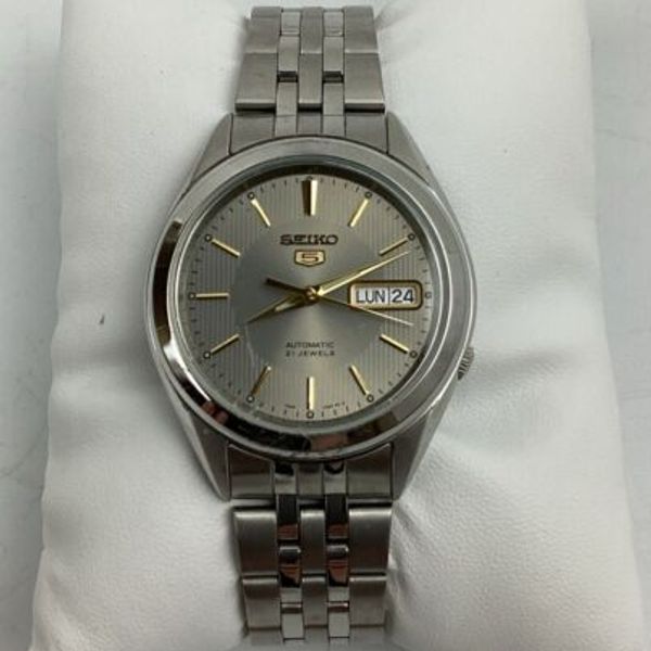 SEIKO 5 Men's SNKL19 Automatic Day-Date Gray Dial Stainless Steel Watch ...
