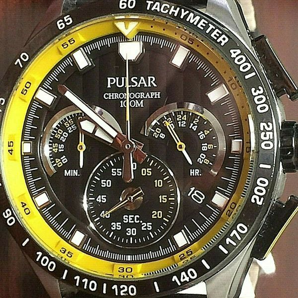 Pulsar Men's Chronograph Leather Watch PU2007 with Black Dakota Leather ...