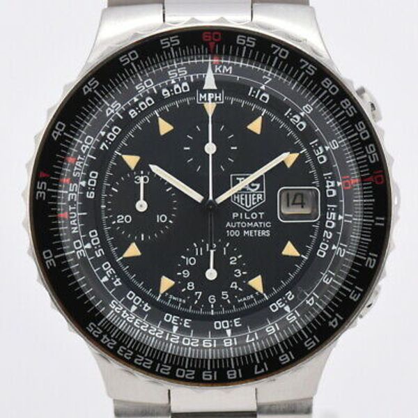 Auth TAG Heuer Pilot 130-206-Z Date Black Dial Automatic Men's Watch Z ...