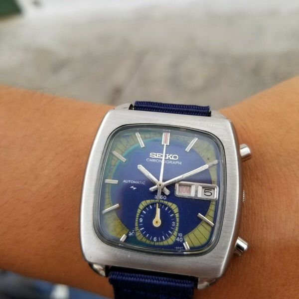 Rare Vintage Seiko Monaco 7016-5001 Chronograph Dial Blue Watch ...