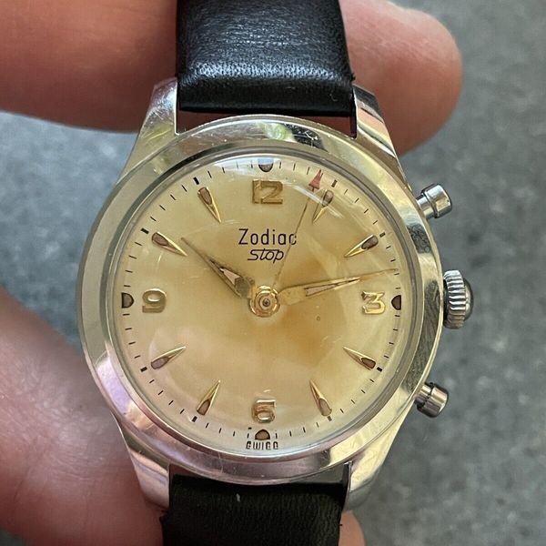 Zodiac 1950s Vintage STOP Flyback Chronograph Watch Swiss 17j Ref 906 ...