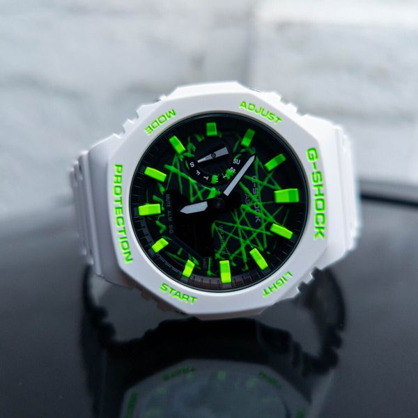 Custom Mod Casio G-Shock CasiOak Hand-Painted GA-2100 Neon Green ...