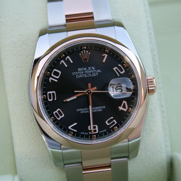 FS: Rose Gold Rolex Datejust 116201 Black Arabic Concentric Dial A ...