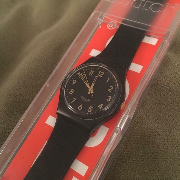 Swatch GB274 Golden Tac Black Gold Analog Dial Silicone Strap Unisex ...