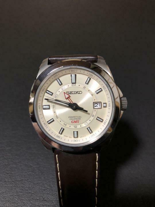 Seiko Perpetual Calendar GMT SBQJ019 8F56-00M0 Quartz analog watch men ...