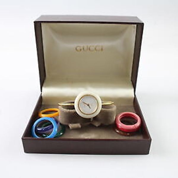 Womens Gucci Interchangeable Bezel Gold Tone Quartz Watch SPARES ...