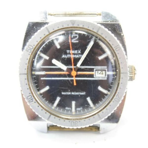 Vintage Timex Automatic wrist watch mens divers design stainless steel ...