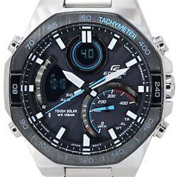 Casio EDIFICE Bluetooth Mobile Link Alarm Tachymeter ECB950DB-1A 100M ...