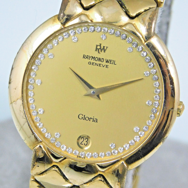 RAYMOND WEIL 9131 MEN'S DATE VINTAGE 18K GOLD ELECTROPLATED WATCH ...