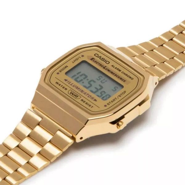 Casio Vintage A168WG-9WDF A168 Men Women Gold Band Square Digital Watch ...