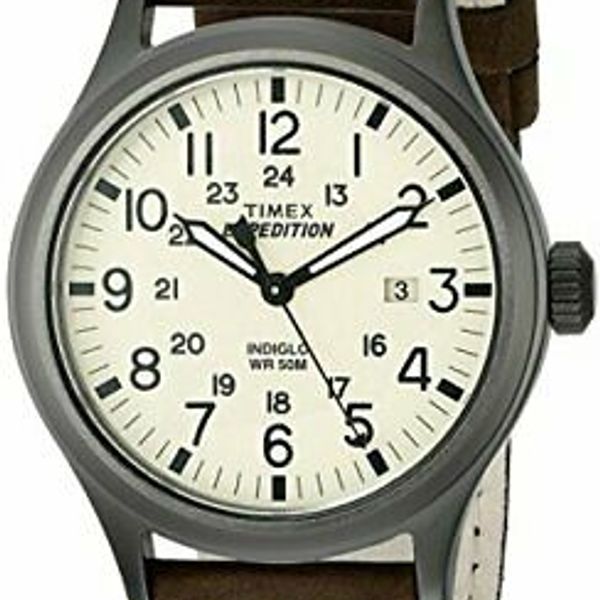 New Timex Men's "Expedition Scout" Brown Leather Watch T49963 | WatchCharts