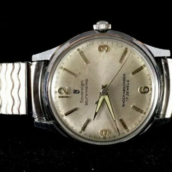 VINTAGE Sovereign SELF-WINDING Shock-Absorber 17 Jewel Men's Watch - Ss ...