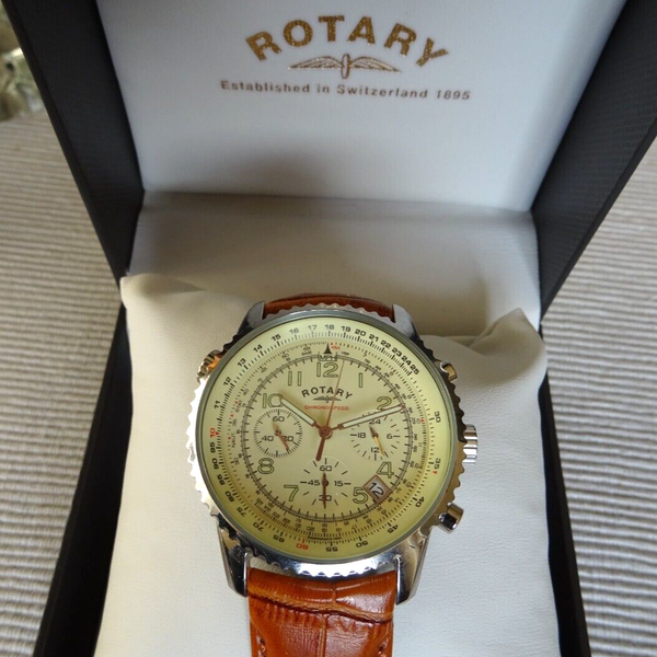 Rotary Chronospeed Cream Men's Watch - GS03447-08 Complete with Box ...