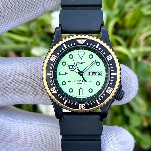 Vintage Seiko Alba JDM Luminous Diver 15 Bar Japan Unisex Quartz Watch ...