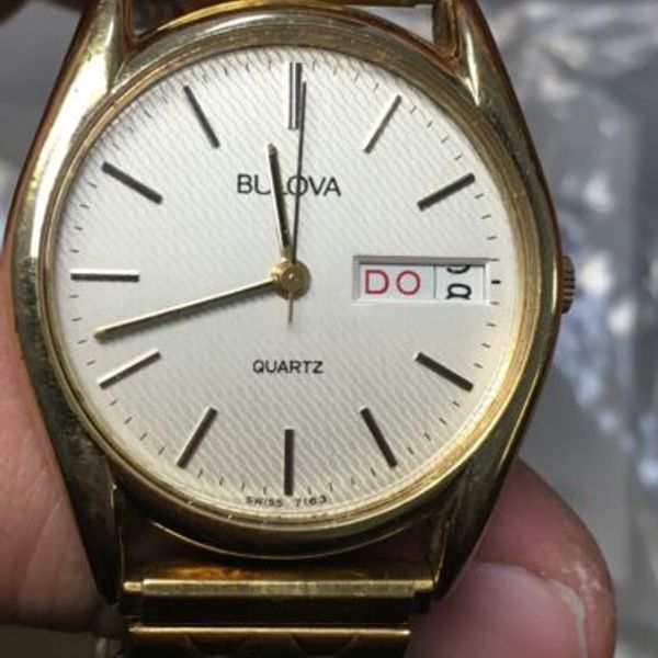 Vintage Bulova Swiss Wrist Watch 7163 Quartz Working | WatchCharts ...