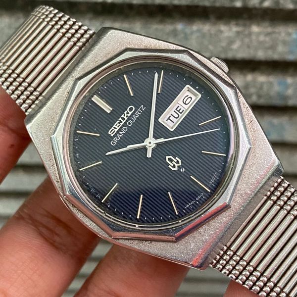 RARE Seiko Grand Quartz Day Date JDM 4843-7000 Black Dial Pattern ...
