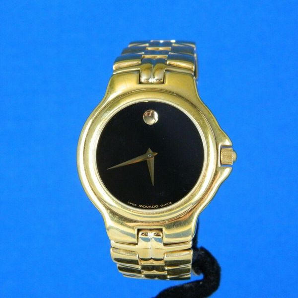 MOVADO MUSEUM 88.E2.887.2 SWISS QUARTZ 18K GOLD PLATE MENS DRESS WRIST ...