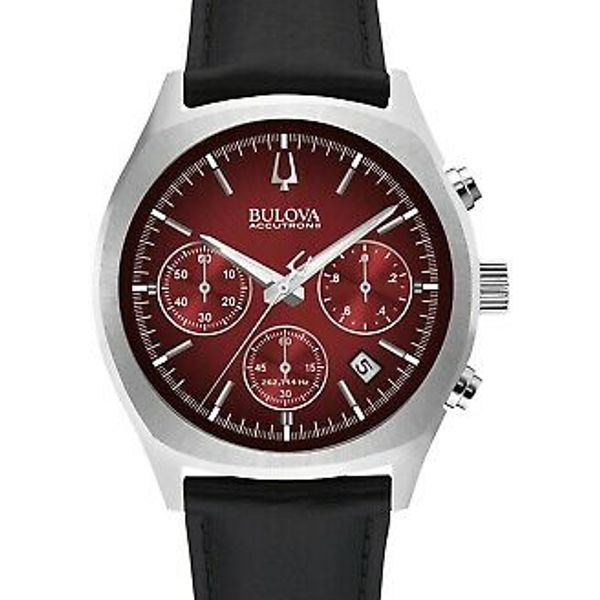 Bulova Accutron II Quartz Chronograph Red Dial Leather Strap Men's ...