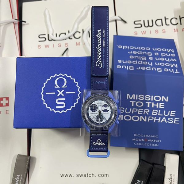 Omega x Swatch's Bioceramic Satellite Watch in Super Blue Moon Trend | WatchCharts Marketplace