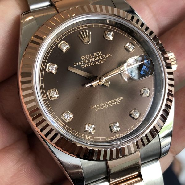 Fs: ROLEX DATEJUST 41 TWO TONE ROSE GOLD CHOCOLATE DIAMOND DIAL 126311 ...