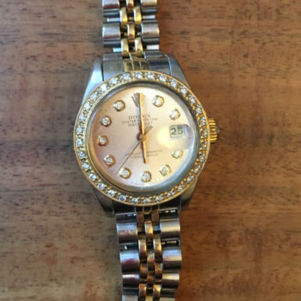 Women’s Datejust Rolex Watch Diamond Bezel And Diamond Face Two Toned ...