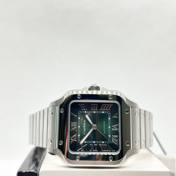 Brand New Cartier De Santos Medium WSSA0061 Green Dial Automatic Steel ...