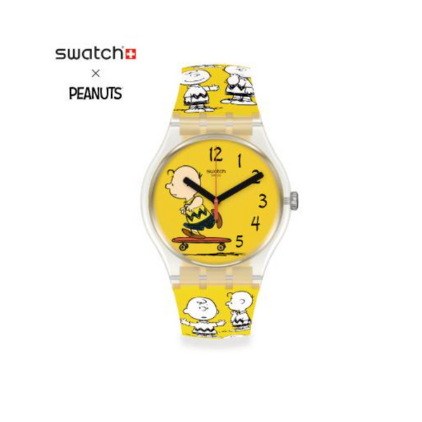 Swatch PEANUTS Snoopy Wristwatch SO29Z101 POW WOW charlie brown yellow ...