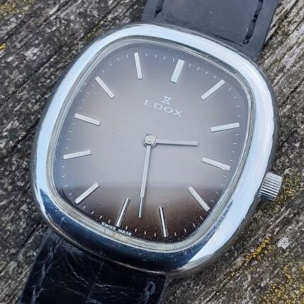 vintage edox watch.Vintage edox cushion shaped watch.Edox swiss watch ...