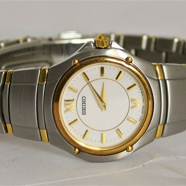 Seiko Quartz Watch Two Tone Sapphire Crystal Stainless Stl 1N00-1E70 ...