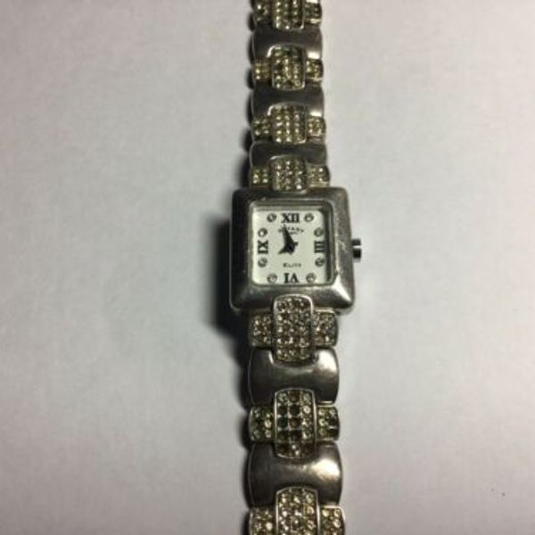 Rotary Solid Silver Elite Ladies Quartz Swiss Made Watch Working Order ...